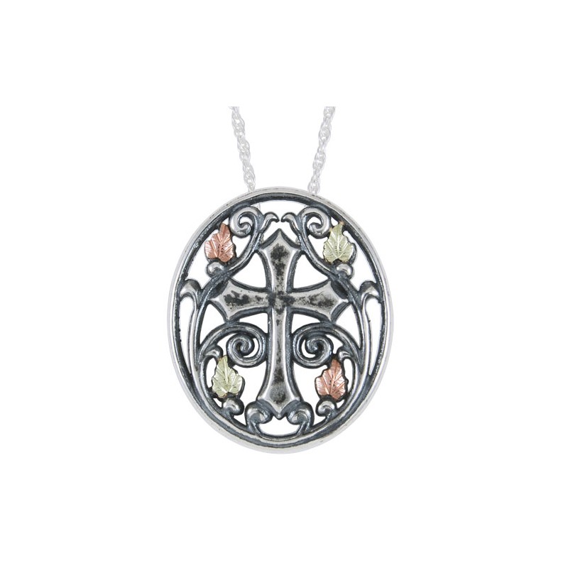Black Hills Oxidized Sterling Silver Cross in Circle Pendant ...