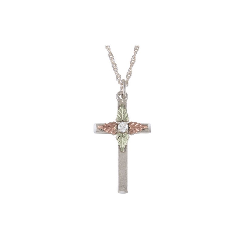 Black Hills Sterling Silver Religious Cross Pendant With Cubic Zirconia ...